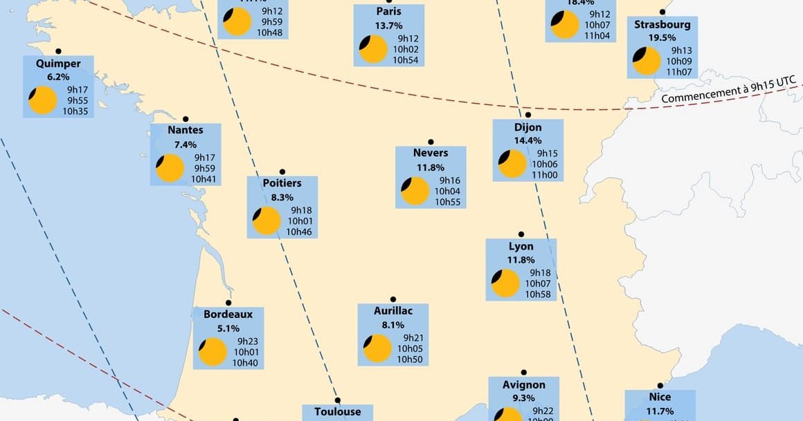 Une éclipse partielle de Soleil visible en France le 25 octobre 2022 ...