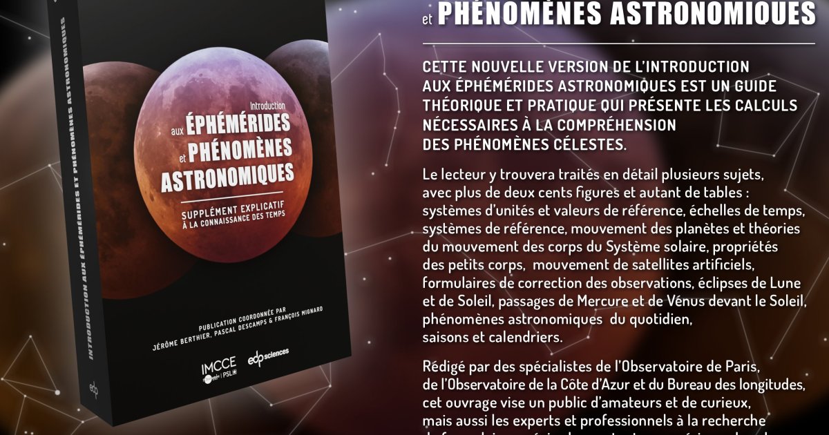 Introduction aux éphémérides et phénomènes astronomiques - Observatoire de Paris - PSL - Centre ...